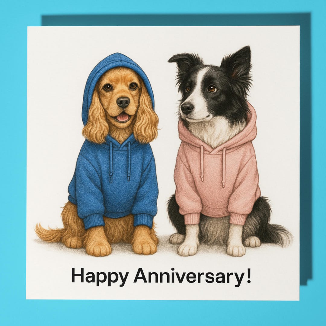Cocker Spaniel & Border Collie Anniversary Card – Dog Greeting Card - Etsy