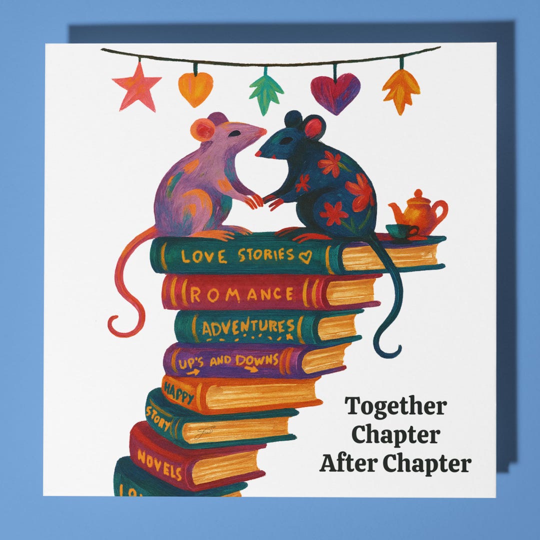 Rats Collection - Two Happy Rats on Books - Happy Anniversary Card ...