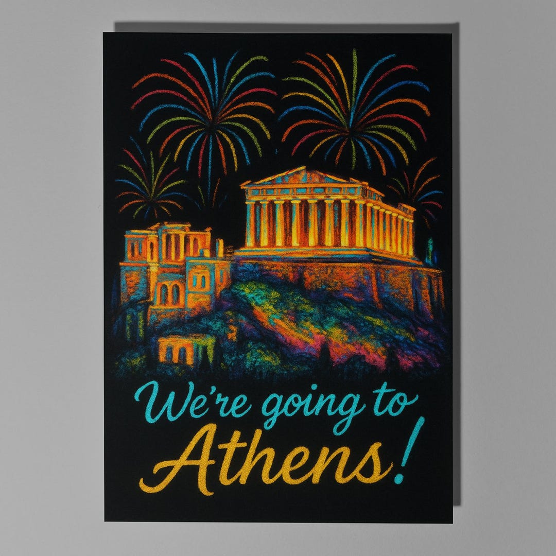 Acropolis of Athens Greece - We're Going to Athens Card - Premium ...