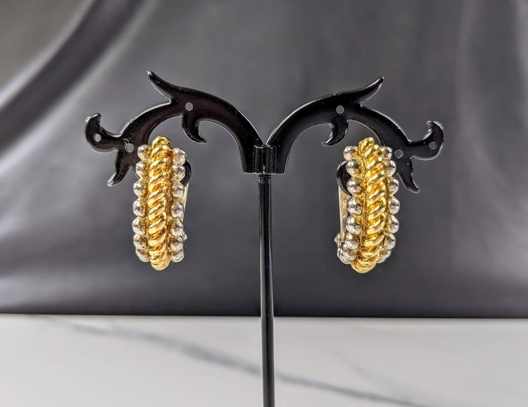 Lovely Gold Silver-tone Half Hoop Design PREMIER USA Jewellery Clip ...