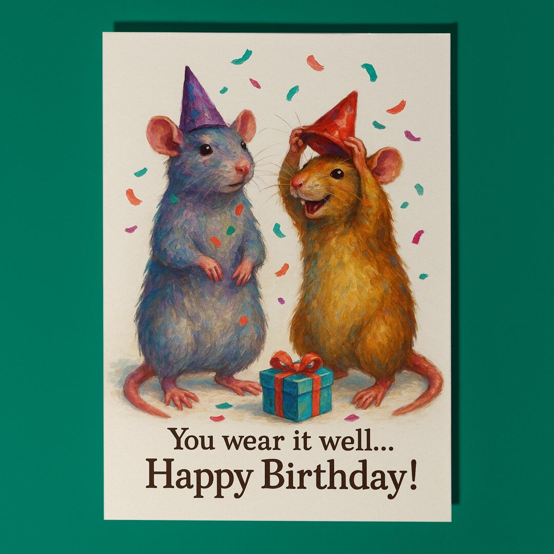 Two Rats - You Wear It Well.. Happy Birthday! Card - Funny Animal ...