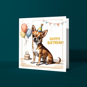 Handmade Cute Chihuahua Dog Breed With Cake Happy Birthday Card Funny ...