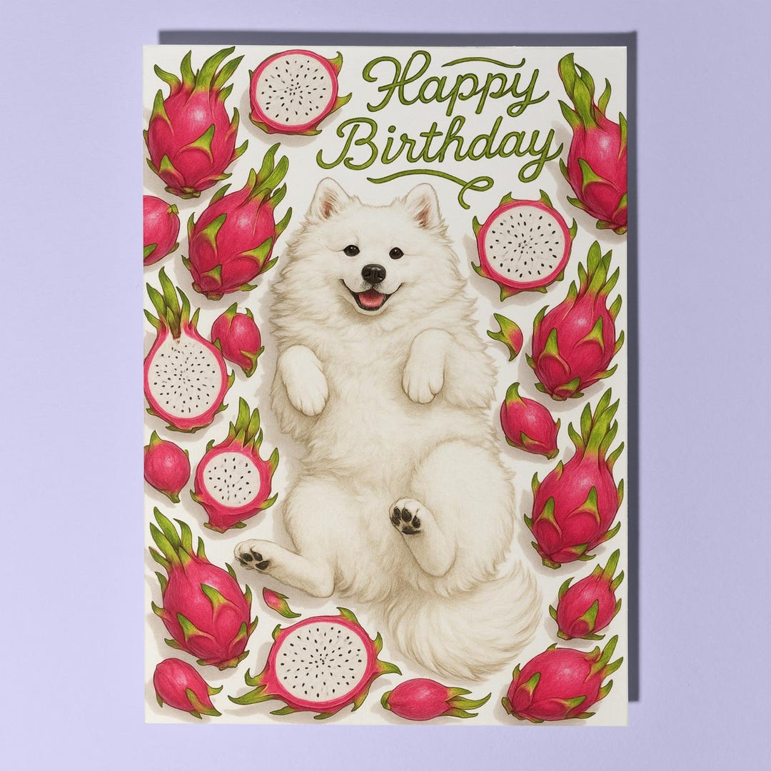 Sweet Dragonfruit Samoyed Dog - Fruity Friends Collection Happy ...