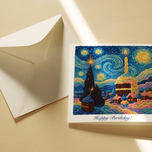 The Starry Cake - Van Gogh - Happy Birthday Card - Funny Premium ...