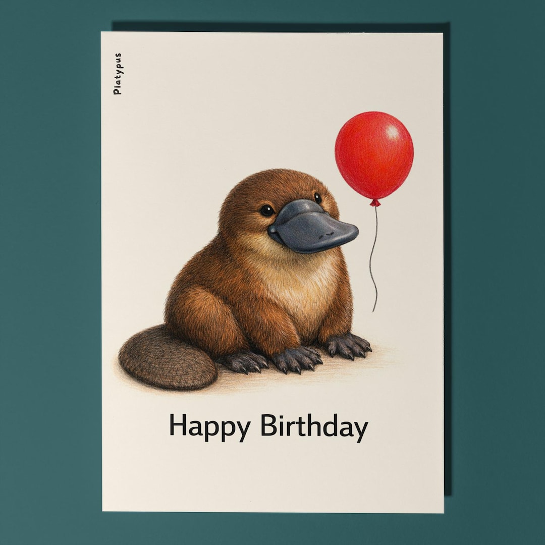 Platypus Happy Birthday Card: Sweet Star Animal Hugs Series Greeting ...