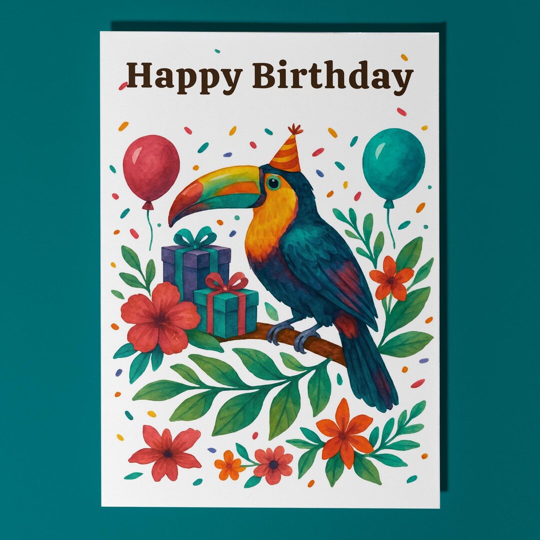 Toucan Birthday Cheer Happy Birthday Card Funny Animals Premium ...
