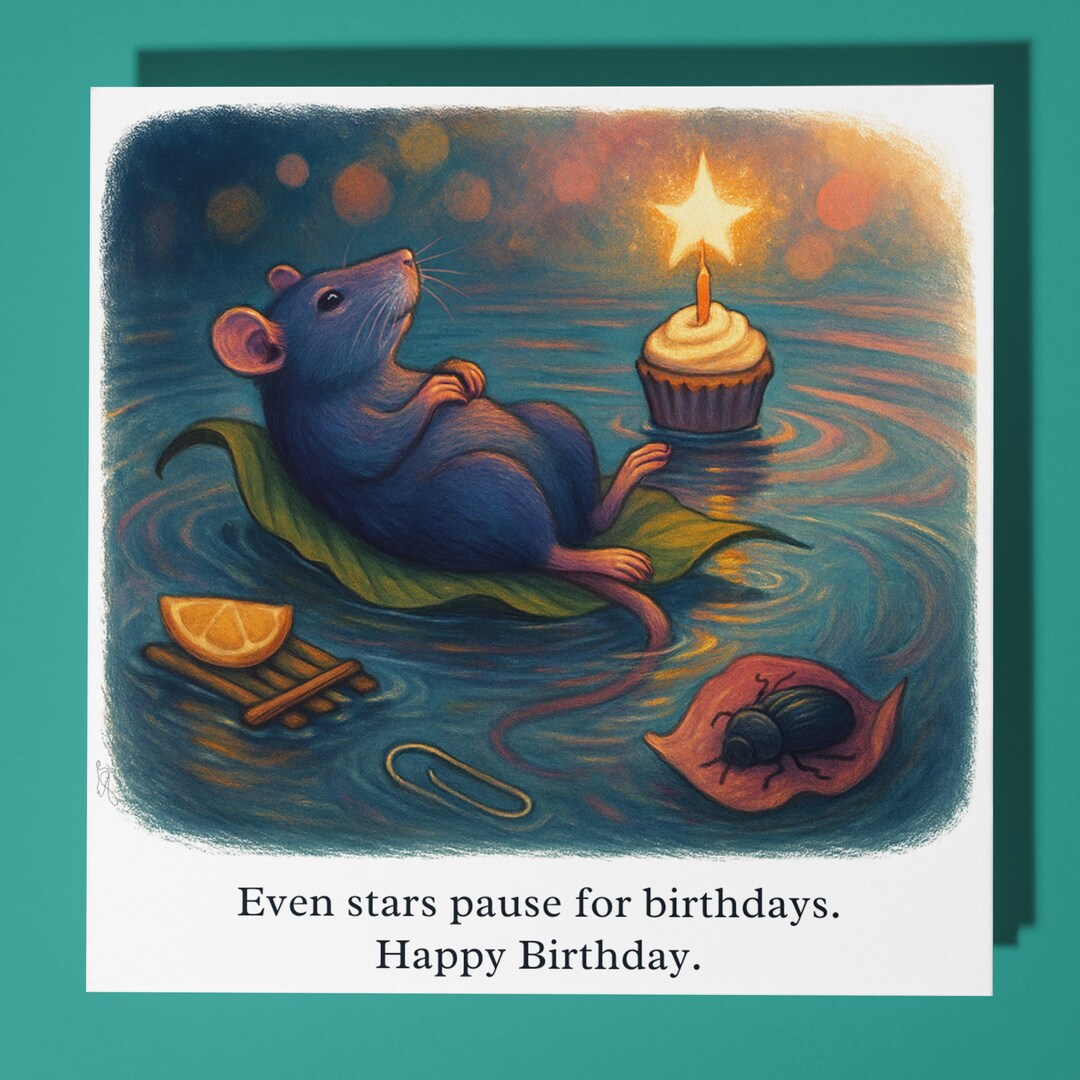 Resting Rat - Even Stars Pause for Birthdays. - Happy Birthday Card ...