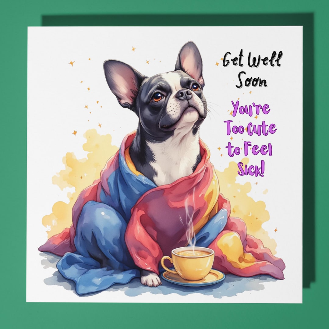 French Bulldog Get Well Soon Card - Funny Animal - Premium Greeting ...