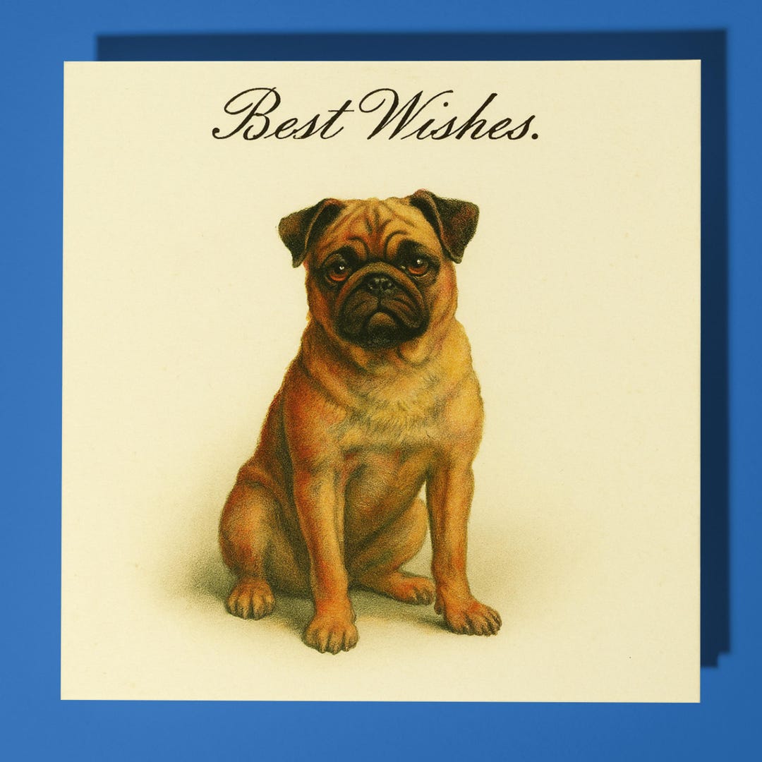 Antique Postcard Collection - Pug Dog - Best Wishes - Happy Birthday ...