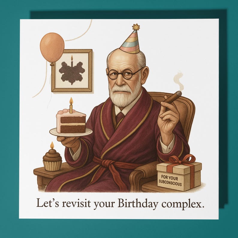 Sigmund Freud Birthday Card - Funny Animal Greeting Card - Etsy