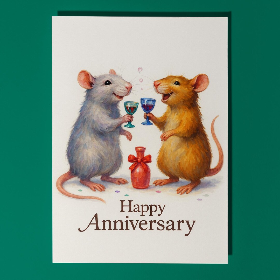 Rats Collection - Squeak & Sip Anniversary - Happy Anniversary Card ...