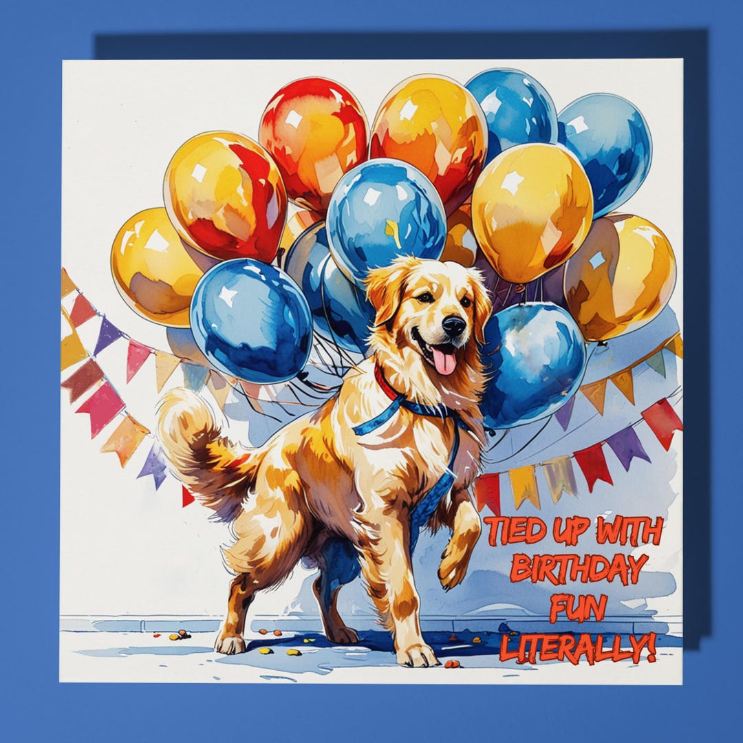 Golden Retriever Happy Birthday Card - Funny Animal - Premium Greeting ...