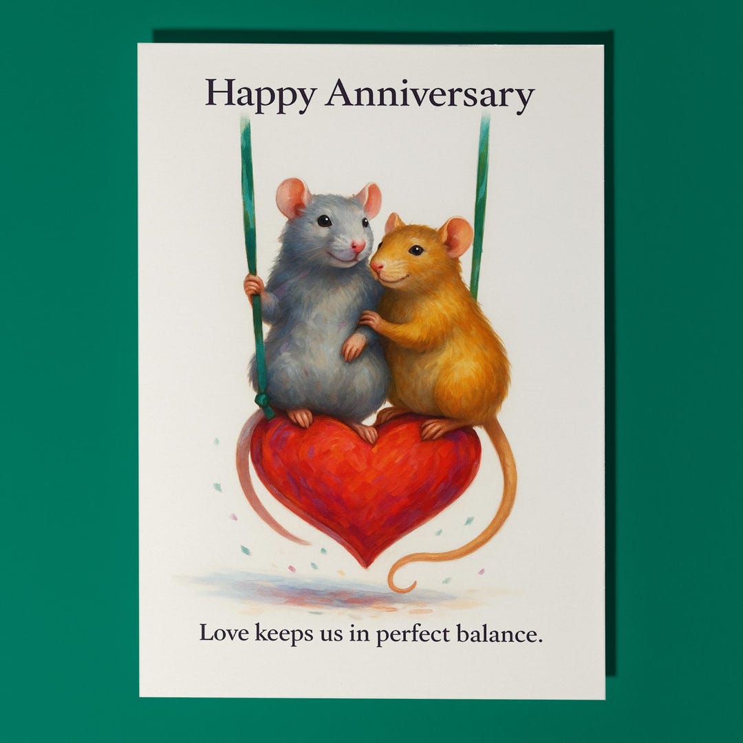 Two Rats - Love Keeps Us in Perfect Balance - Happy Anniversary Card ...