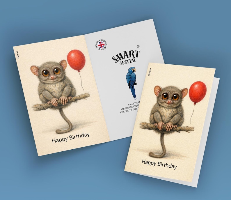 Tarsier Happy Birthday Card: Whimsical Animal Hugs Series Greeting (19 ...