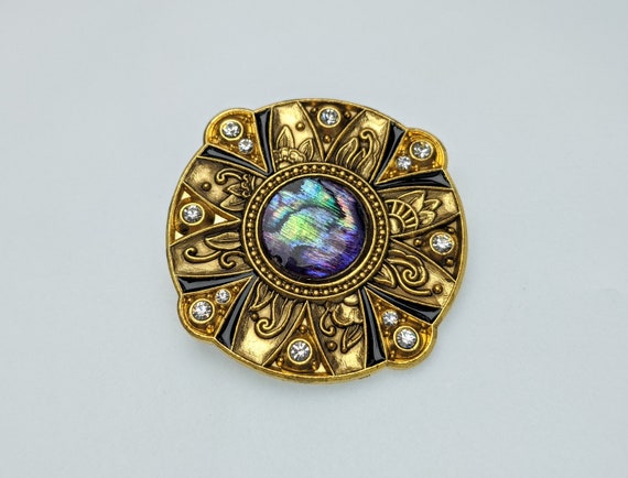 Lovely Vintage Abalone Shell Round shape Brooch Nuri … - Gem