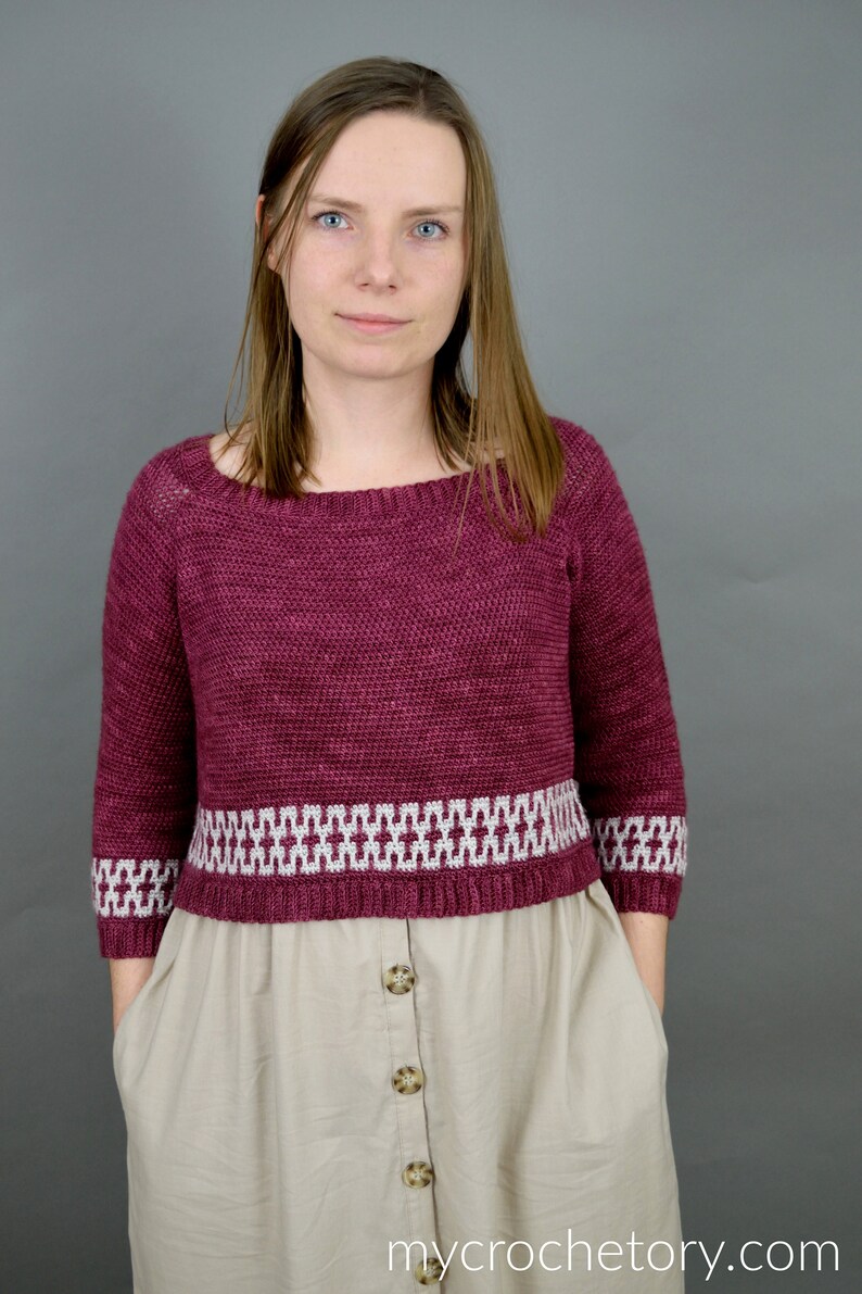 Crochet Mosaic Cropped Sweater Instant Download PDF Pattern Crochet ...