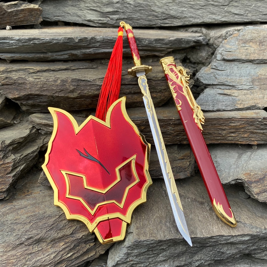 Cool Gilding Tang Sword Miniature Small Ancient Shield Metal Crafts 2 ...