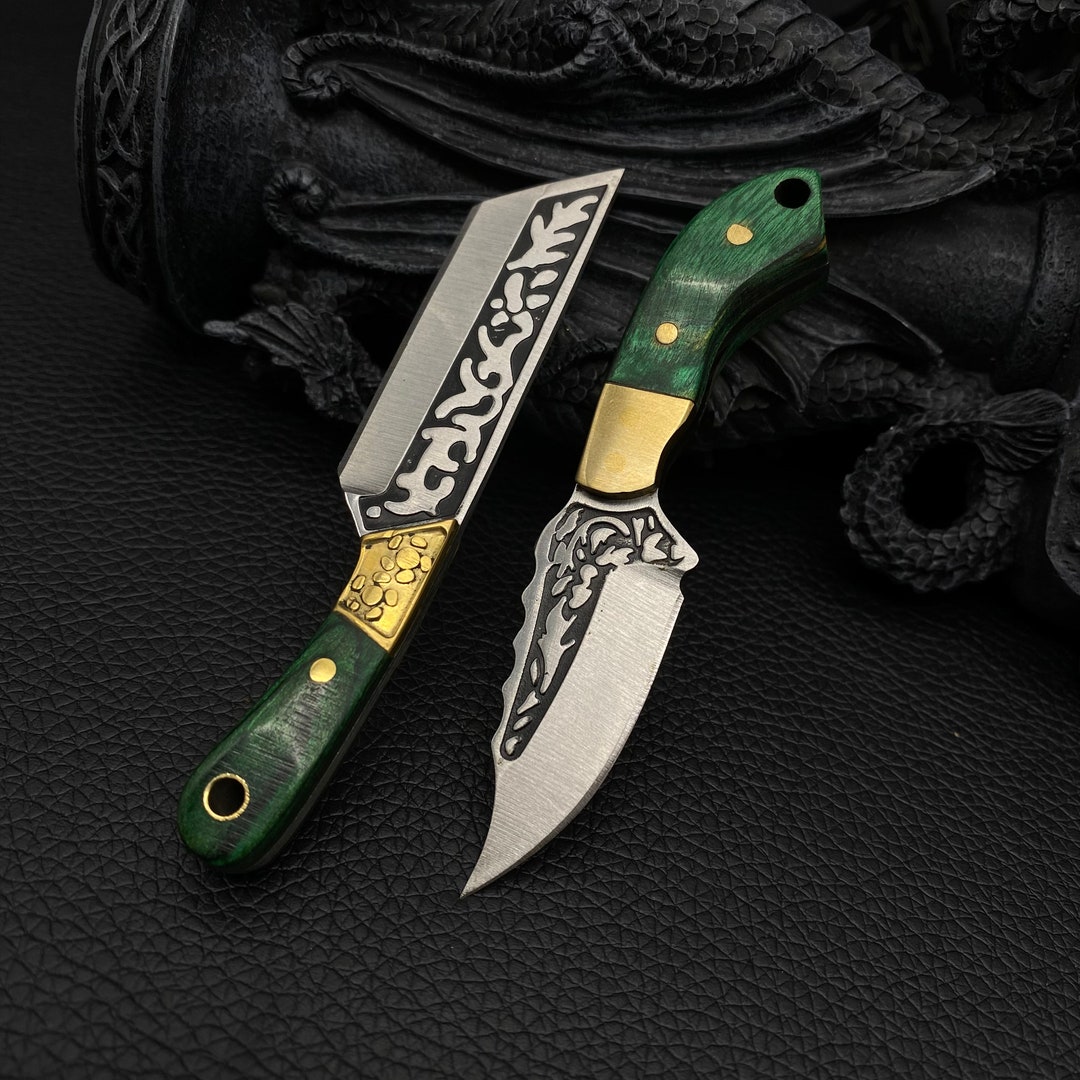 Mini Sharp Knife Wooden Brass Handle EDC Kitchen Knife Stainless Steel ...