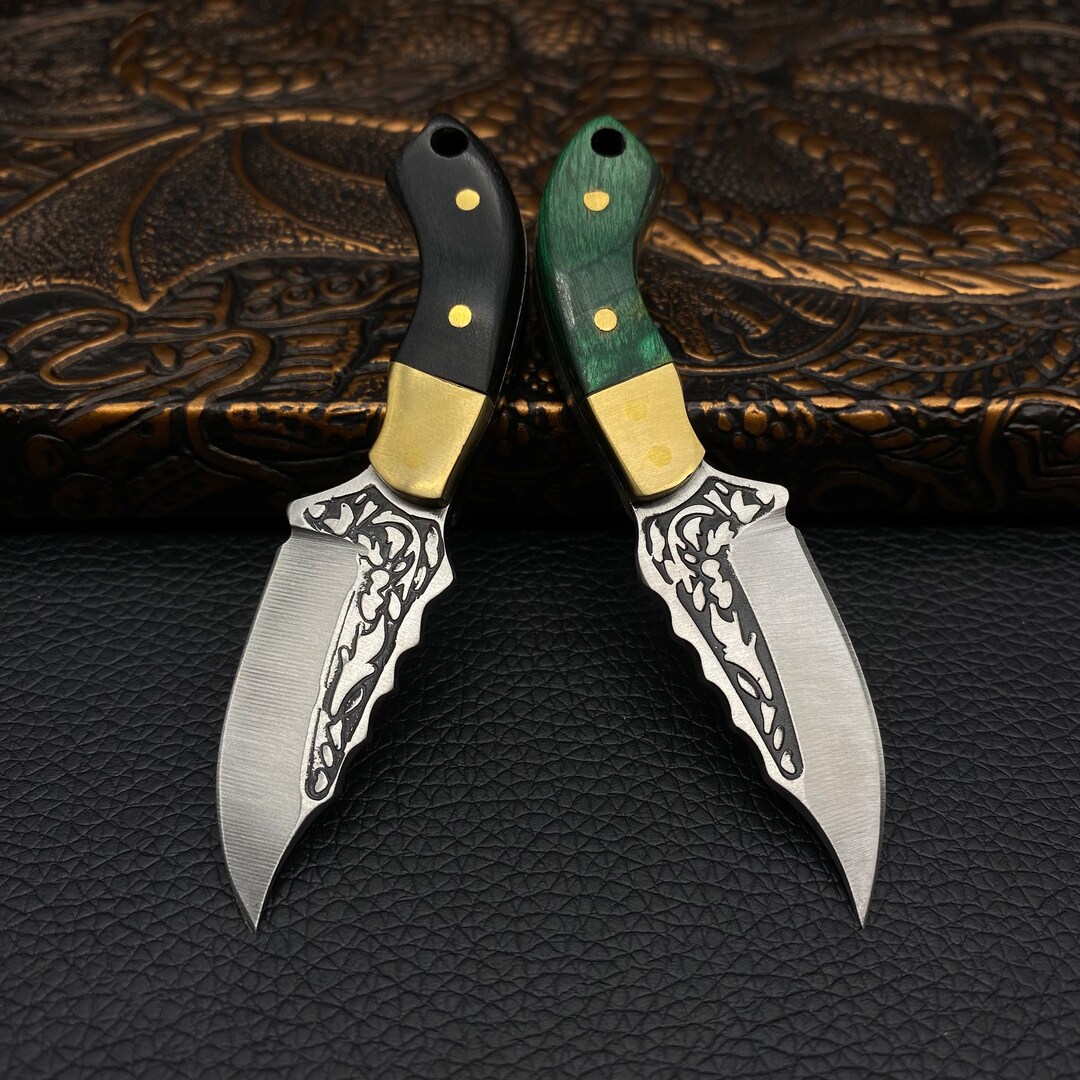 Tiny Knife Wooden Brass Handle Mini Knife Metal EDC Portable Knife ...