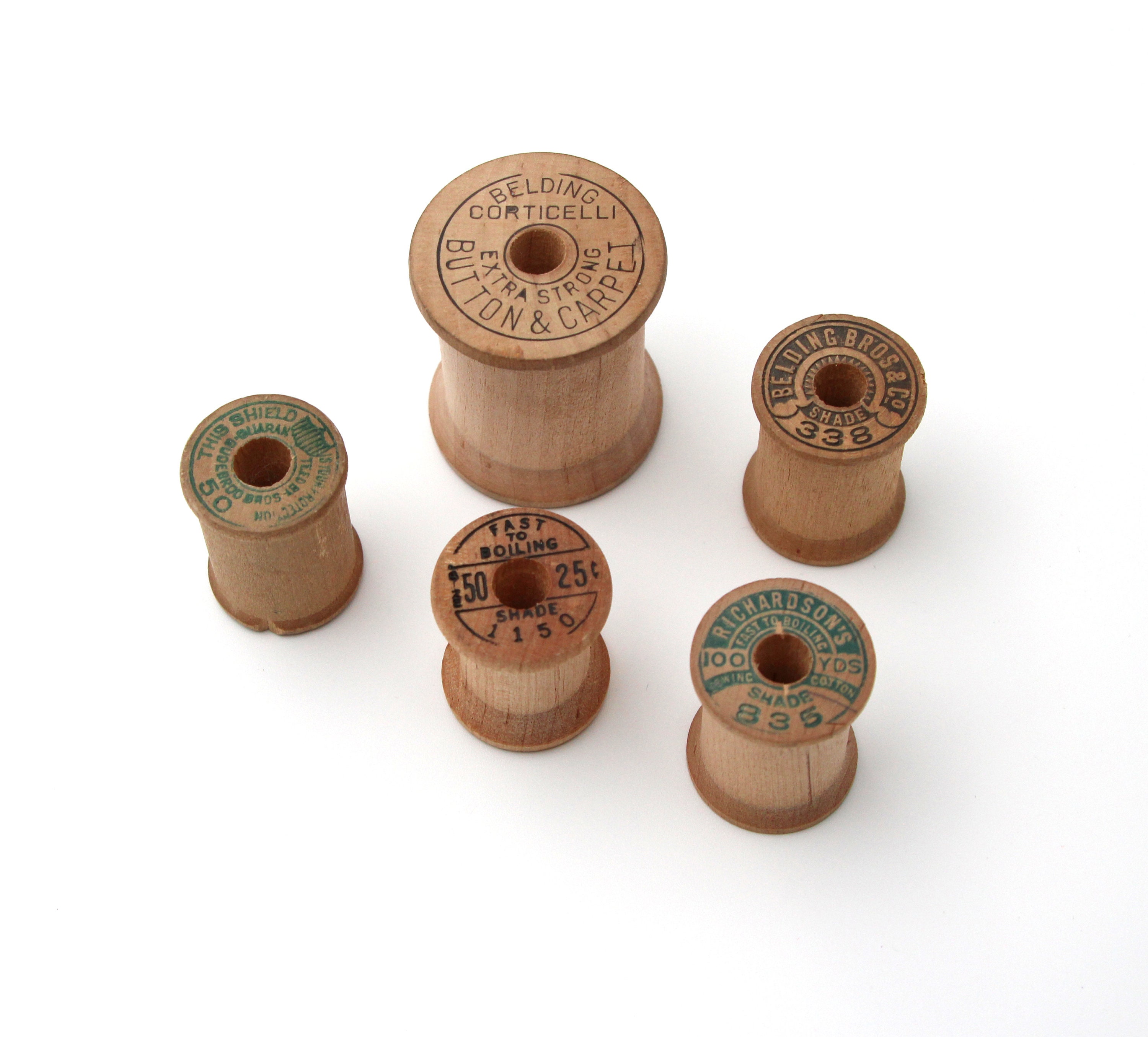 5 Wooden Spools With Stamped/engraved Ends - Etsy