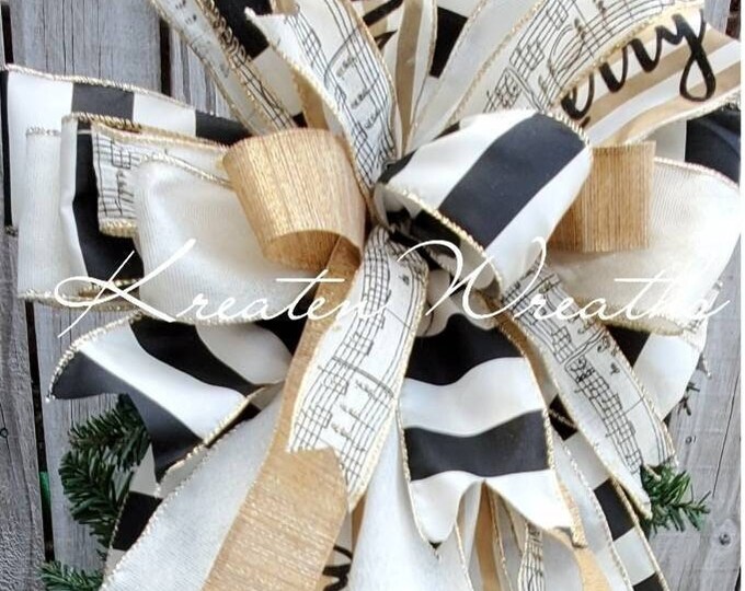 Christmas Tree Topper Elegant Black Gold Music Note Christmas - Etsy