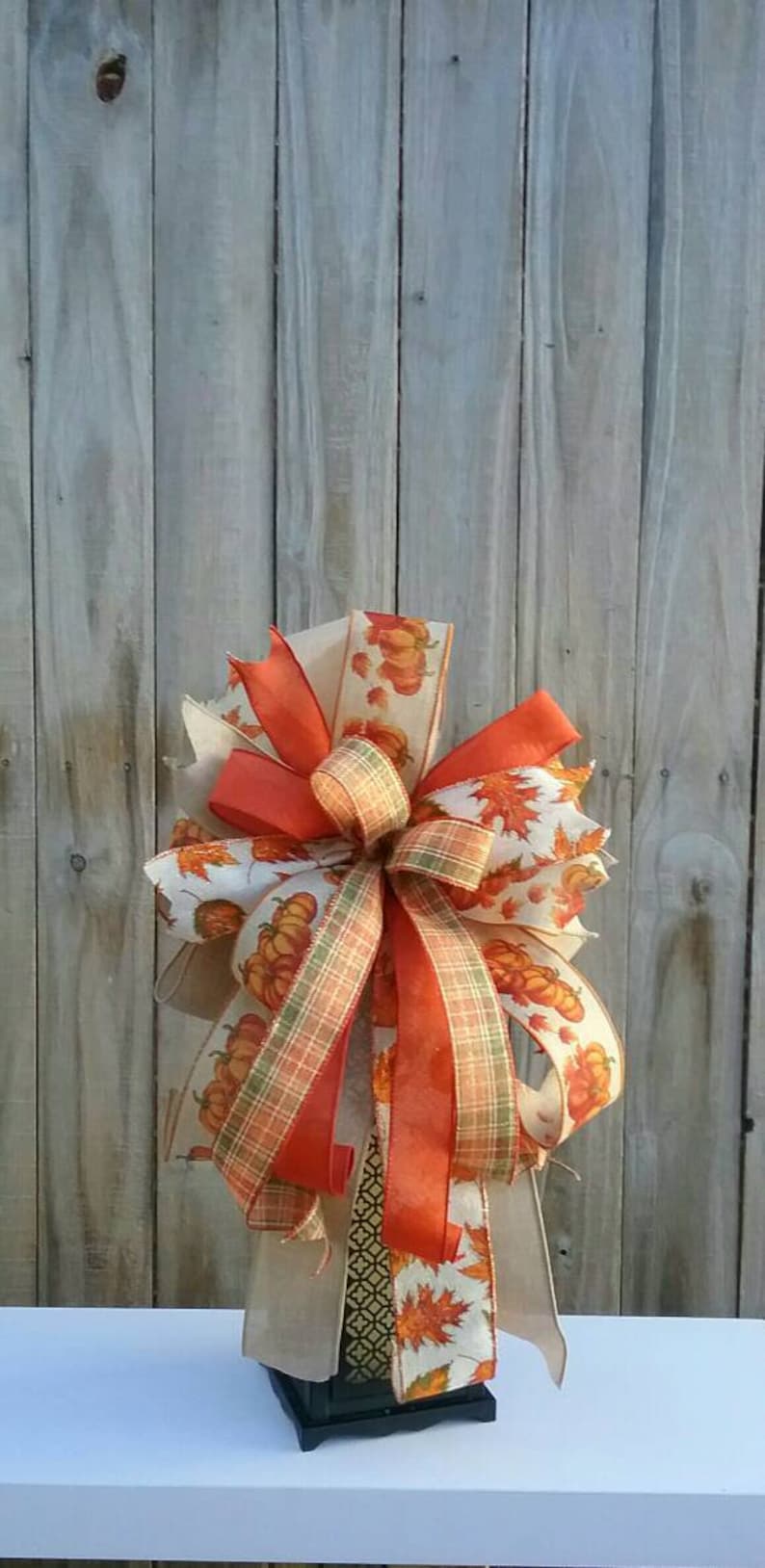 Rustic Fall Harvest Pumpkin Leaves Bow Harvest Bow Pumpkin | Etsy