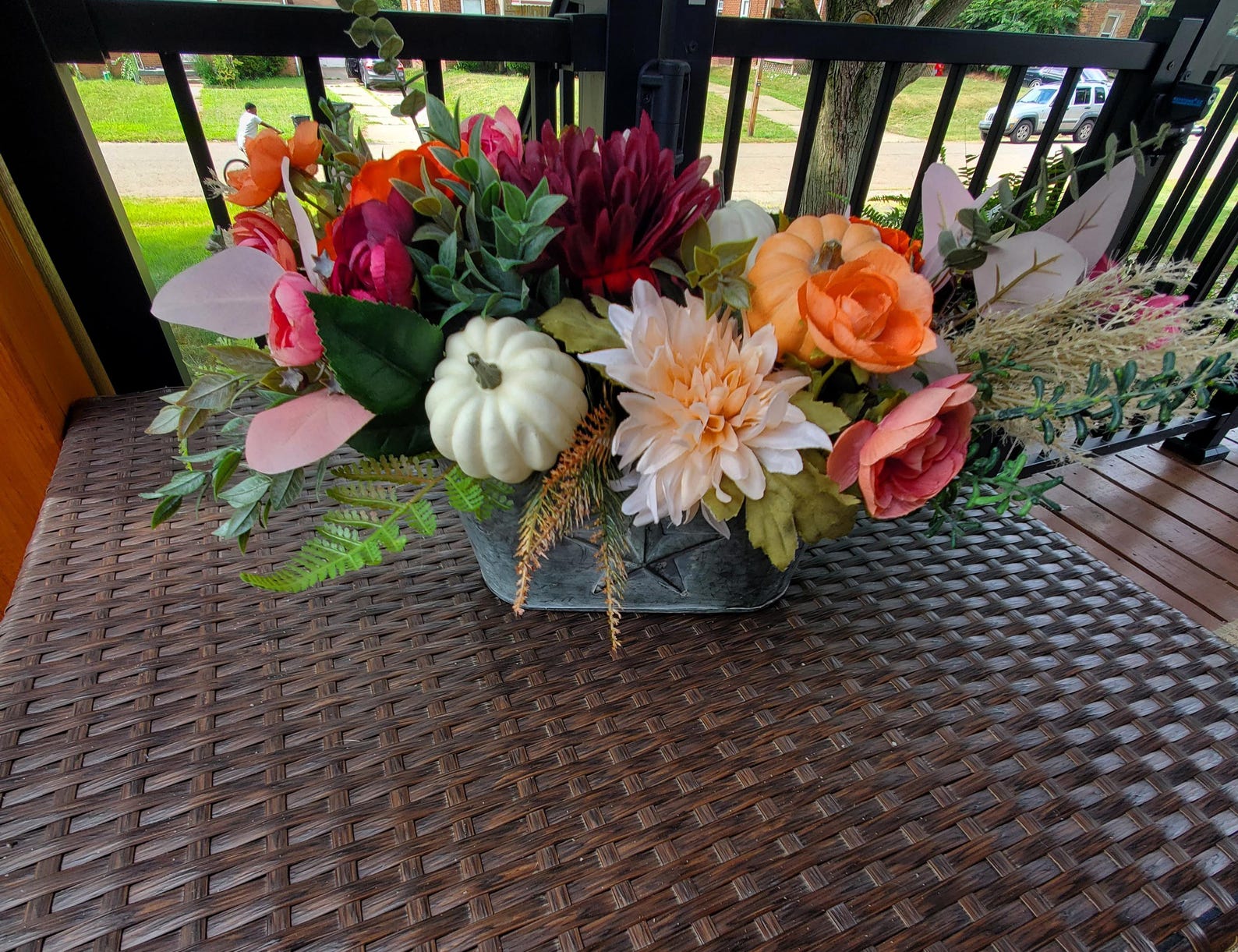 Thanksgiving Pumpkin Table Top Arrangement Ornage Burgundy Dusty Rose ...