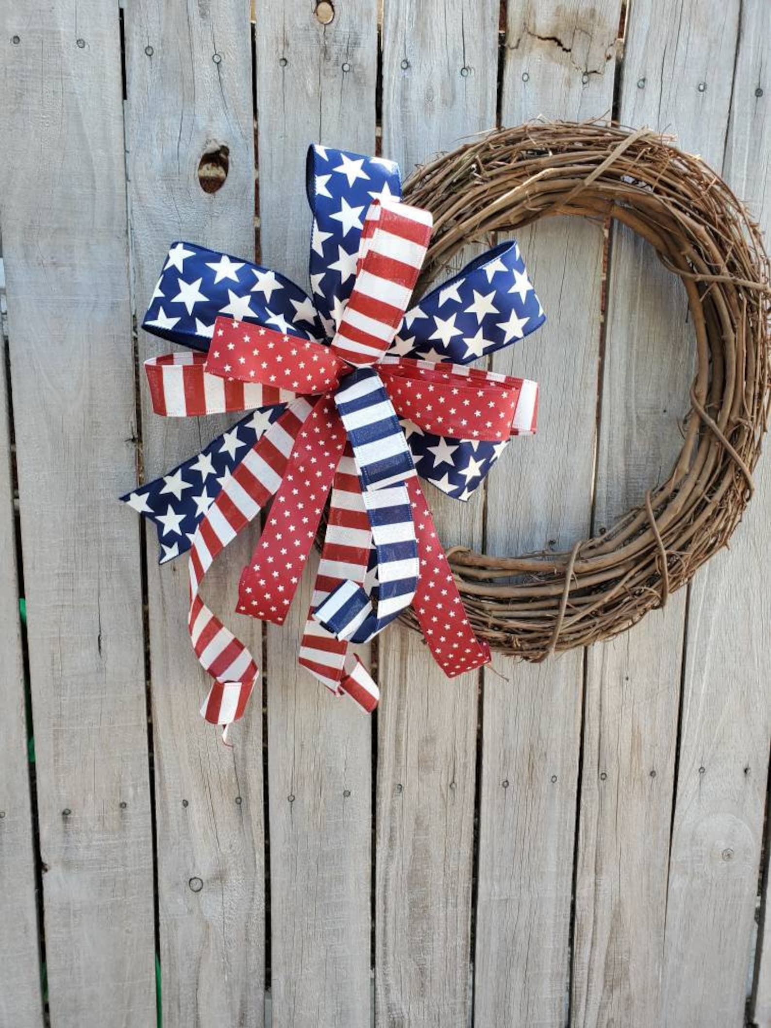 Patriotic Lantern Wreath and Light Fixture Bow Summer Decor - Etsy
