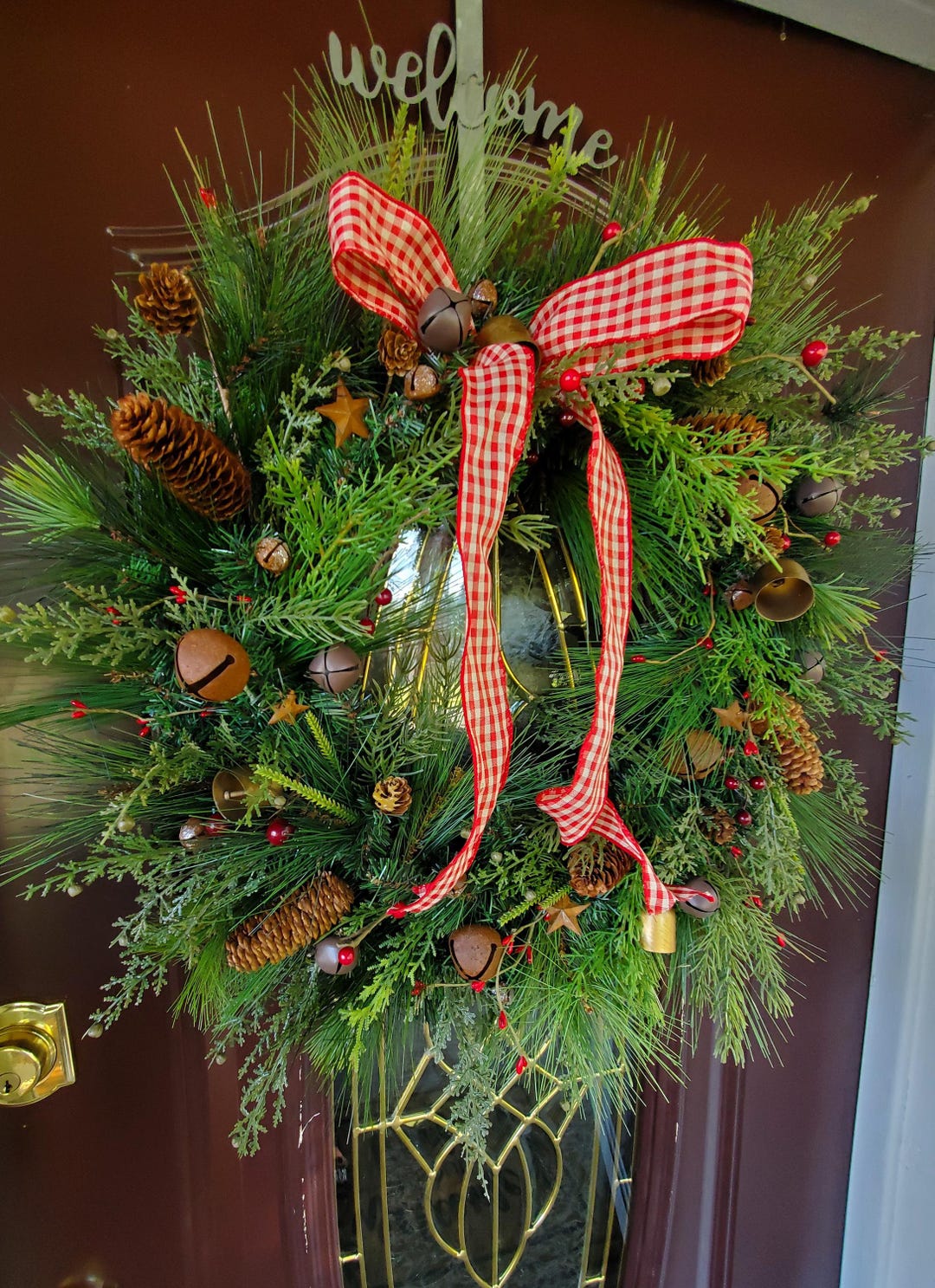 Rustic Primitive Christmas Wreath Farmhouse Christmas Door Wreath ...