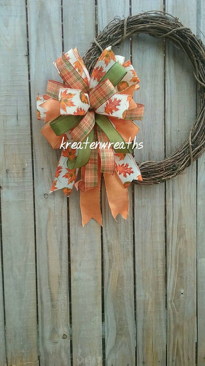 Fall Autumn Leaf Bow Harvest Bow Fall Wreath Lantern Bow - Etsy