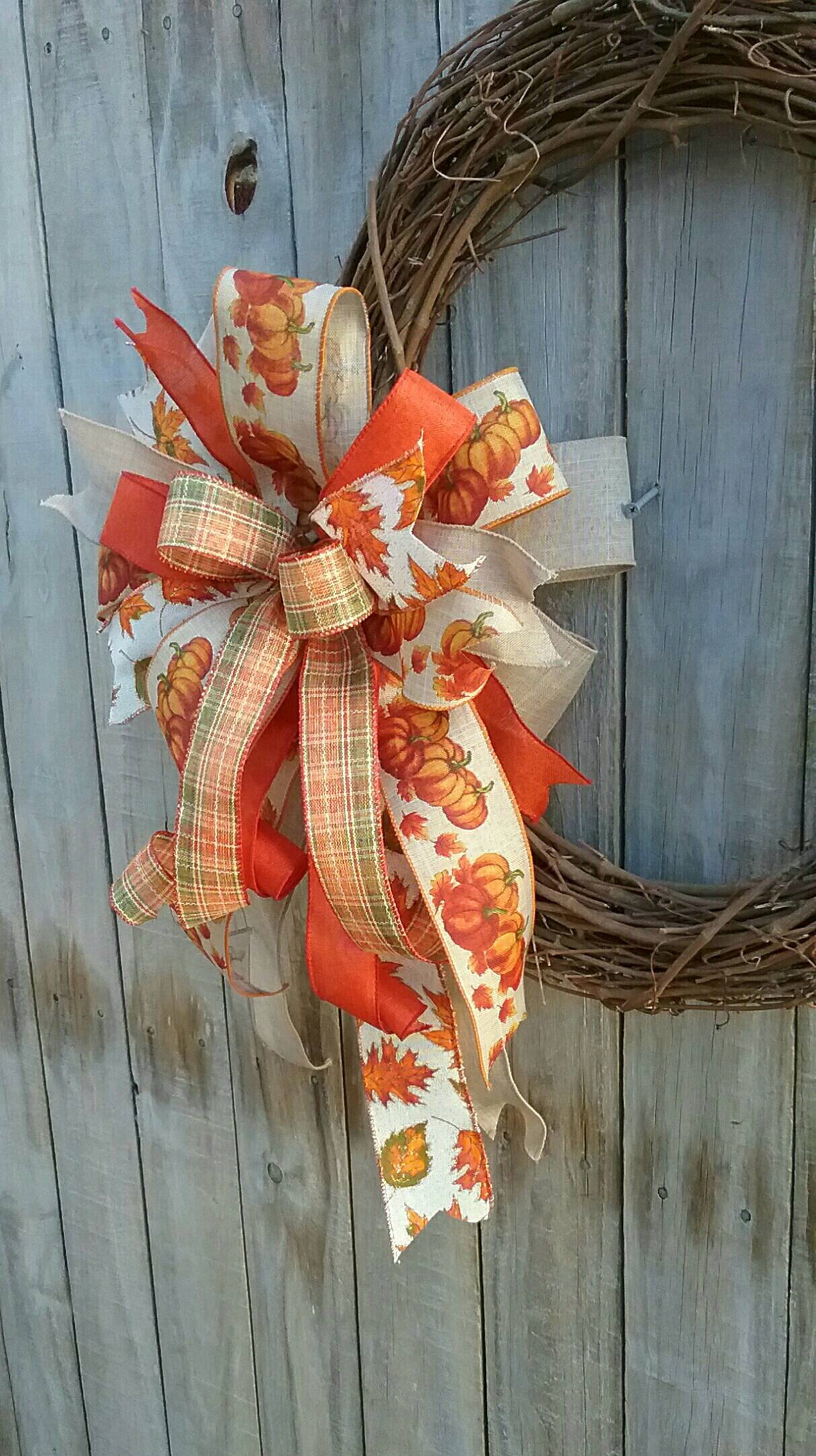 Rustic Fall Harvest Pumpkin Leaves Bow Harvest Bow Pumpkin - Etsy