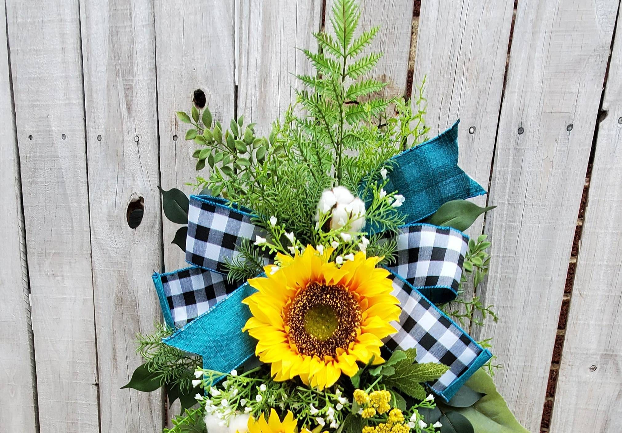 Sunflower Door Swag Spring Summer Yellow and Blue Sunflower | Etsy