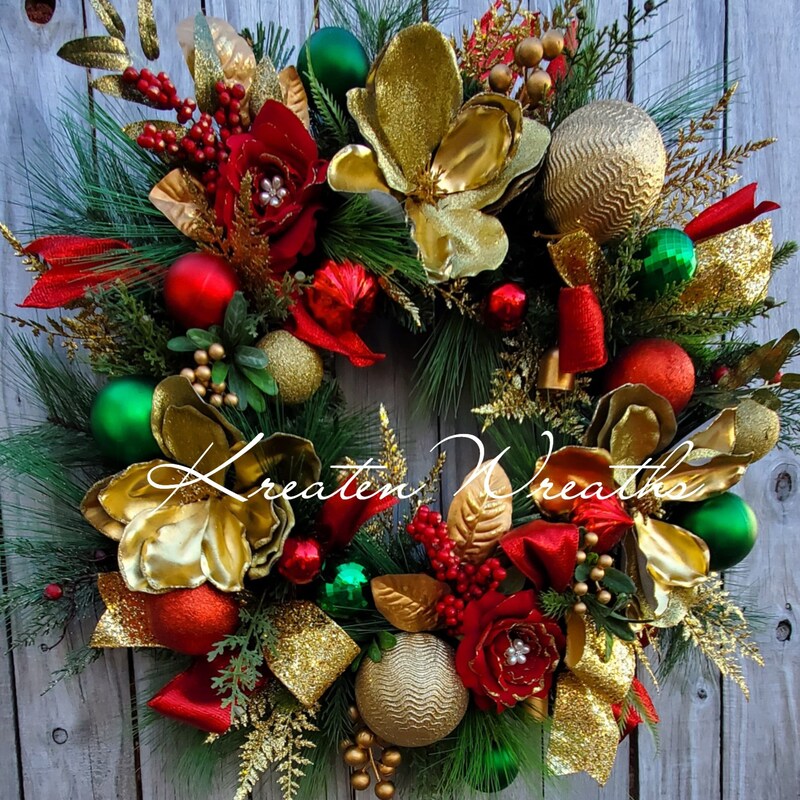 Gold Holiday Wreath - Etsy