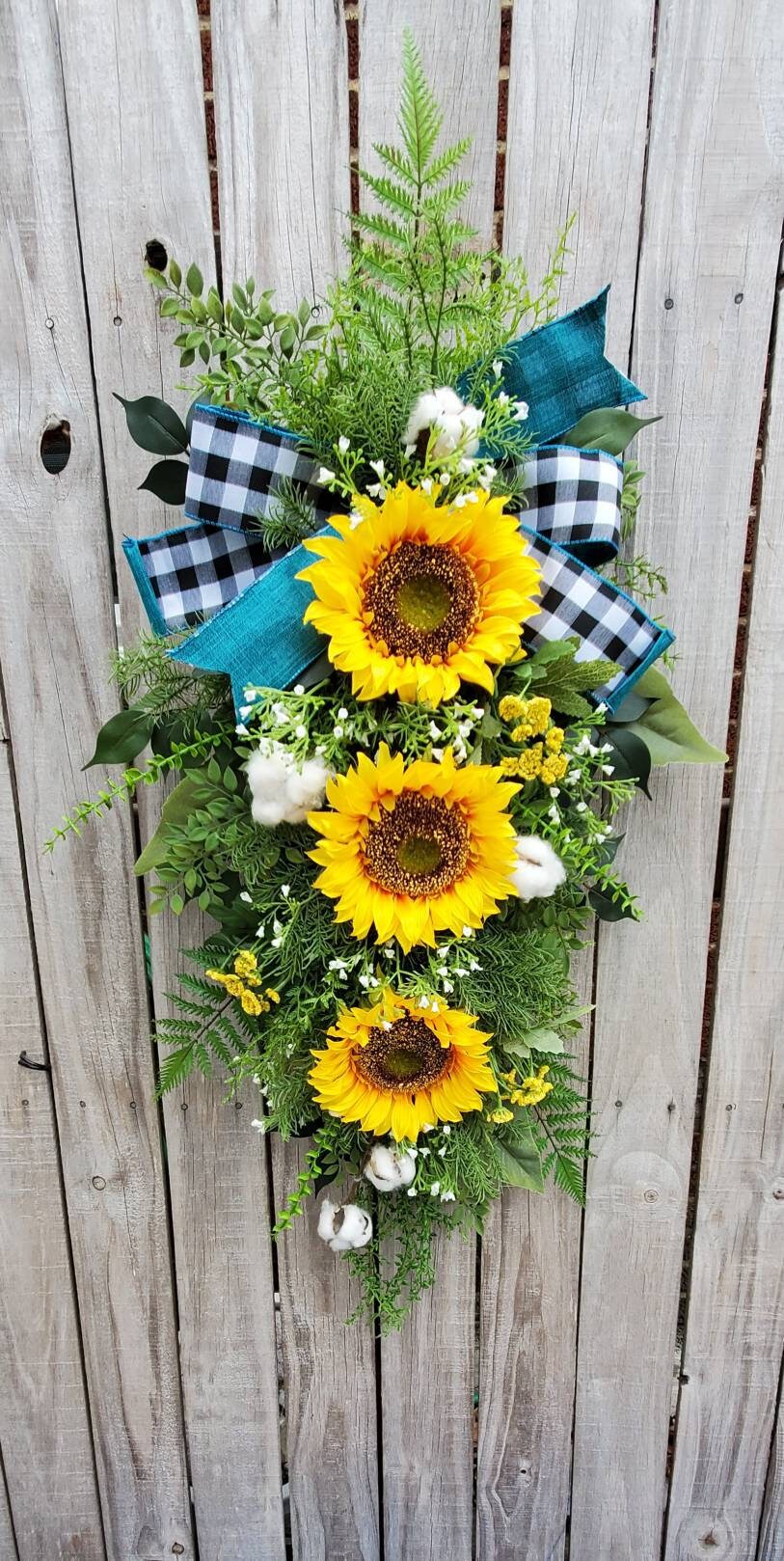Sunflower Door Swag Spring Summer Yellow and Blue Sunflower | Etsy