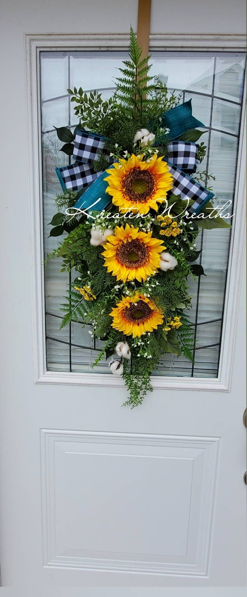 Sunflower Door Swag Spring Summer Yellow and Blue Sunflower | Etsy