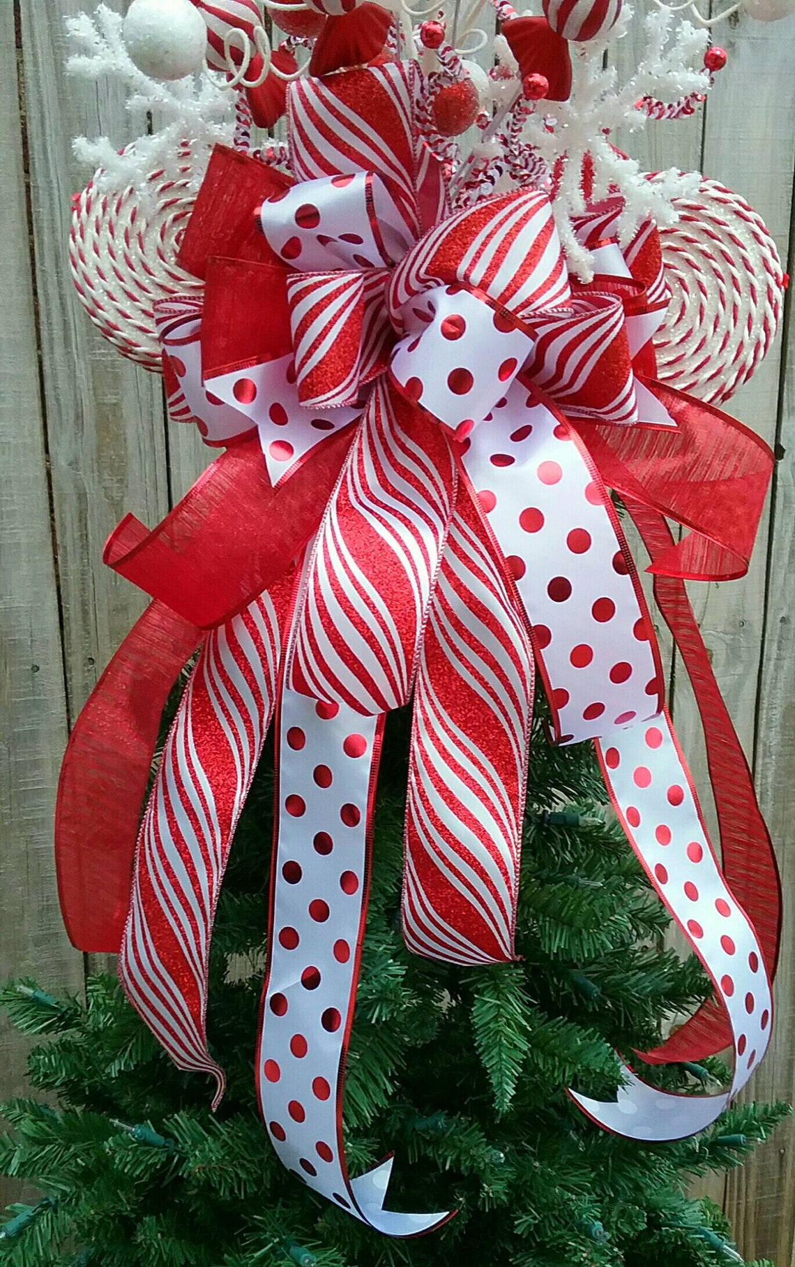 Christmas Tree Topper 360 Degree Candy Cane Christmas Tree | Etsy