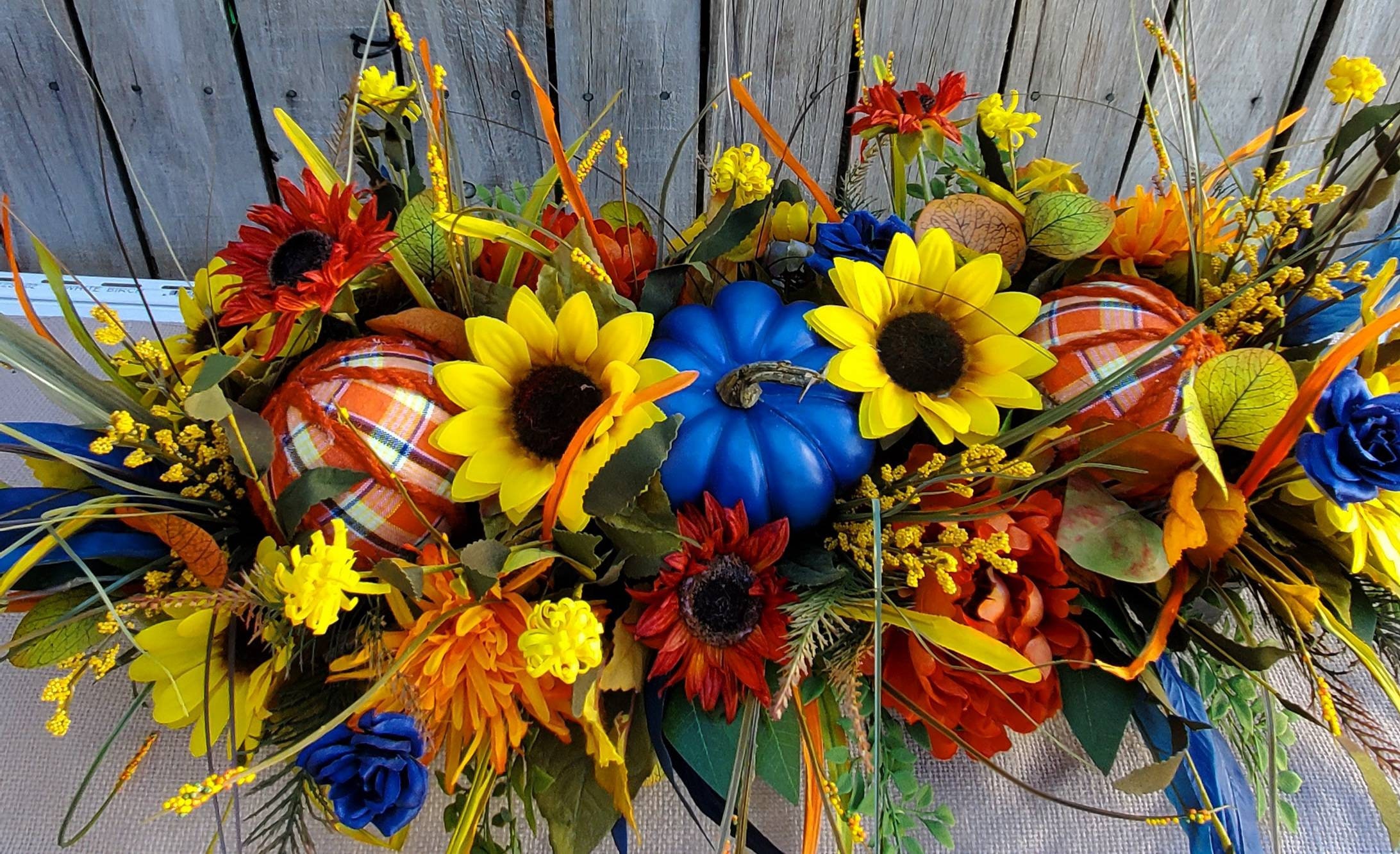 Fall Table Top Arrangement Harvest Centerpiece With Orb - Etsy