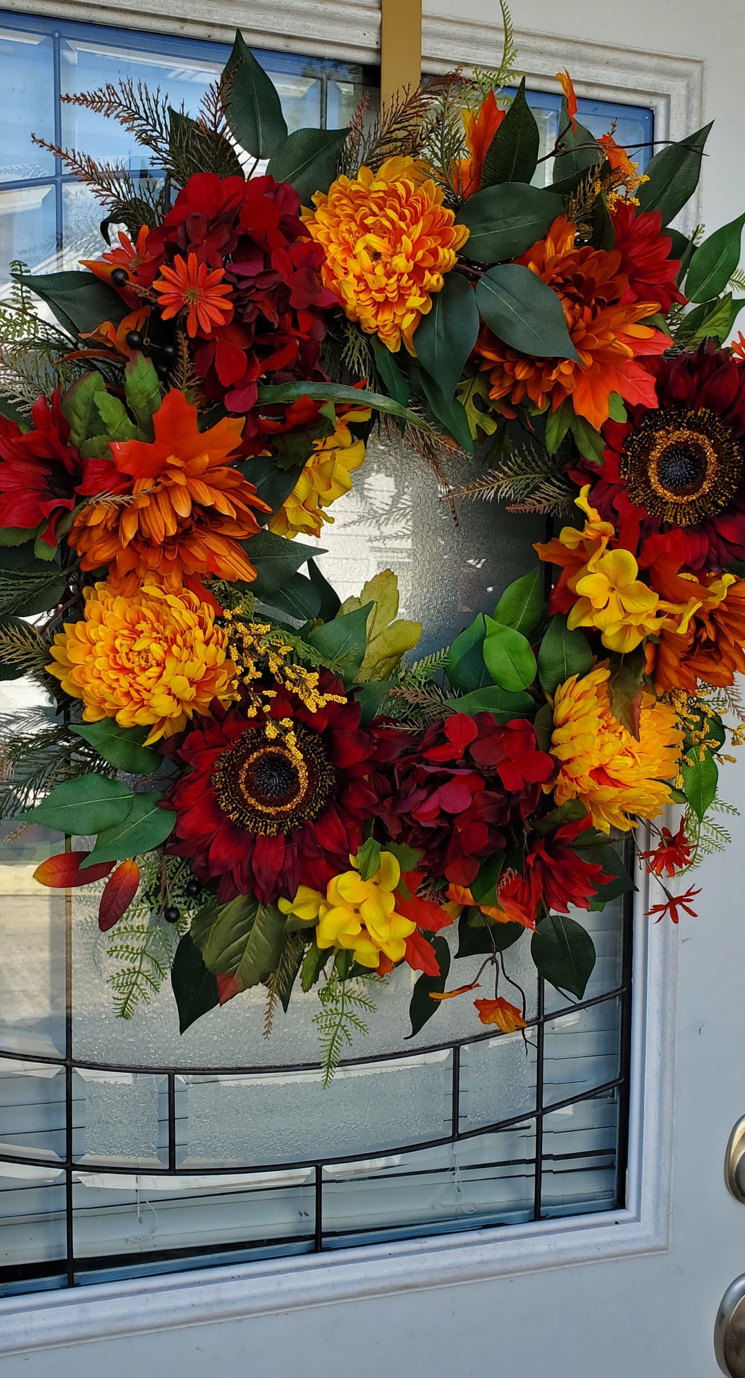 Fall Wteath Autumn Sunflower Wreath for Front Door Harvest Door Wreath ...