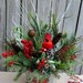 Winter Cardinal Table Top Arrangement in Galvanized Red Truck Bucket ...