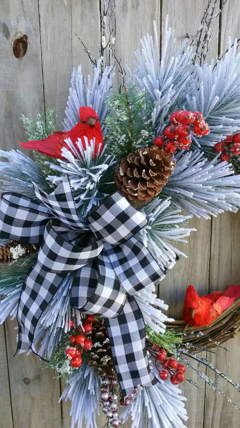 Cardinal Winter Wreath Farmhouse Winter Cardinal Flock Wreath - Etsy