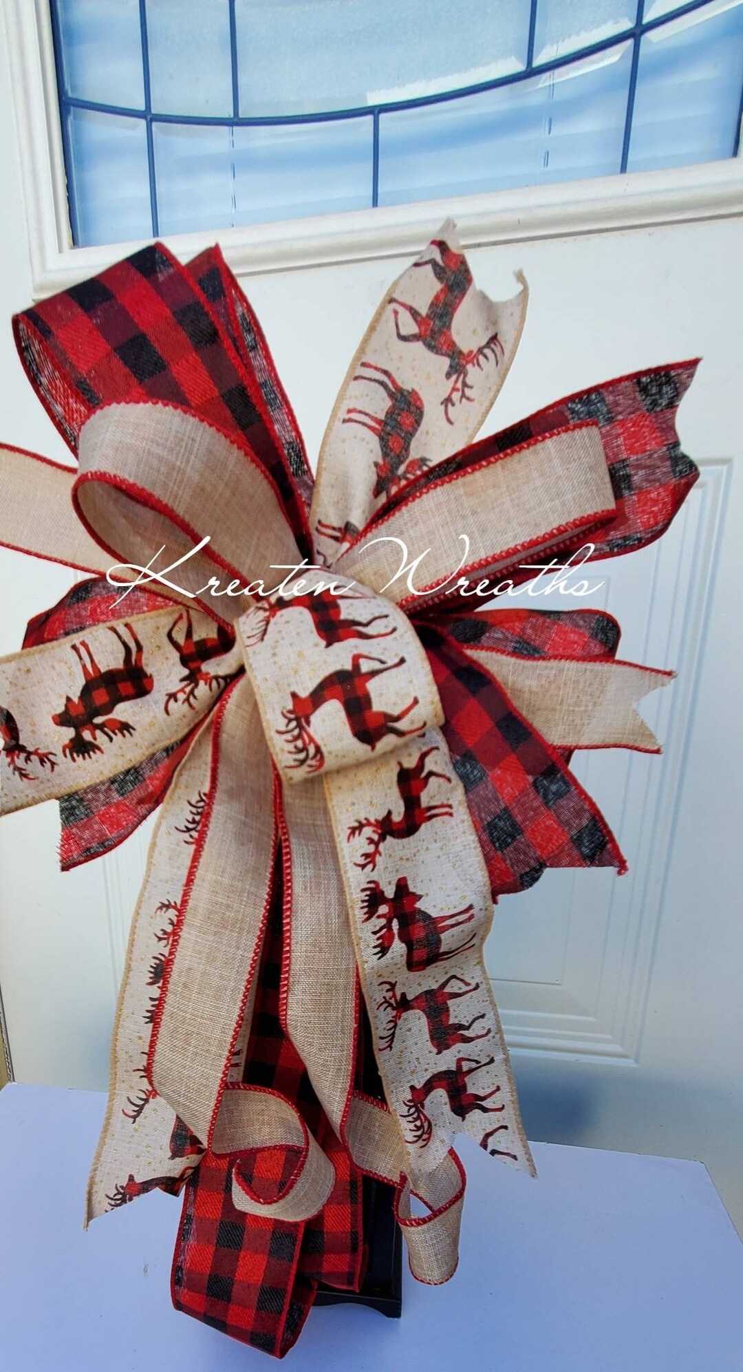 Buffalo Check Christmas Bow Rustic Farmhouse Bow for Wreath Lantern ...