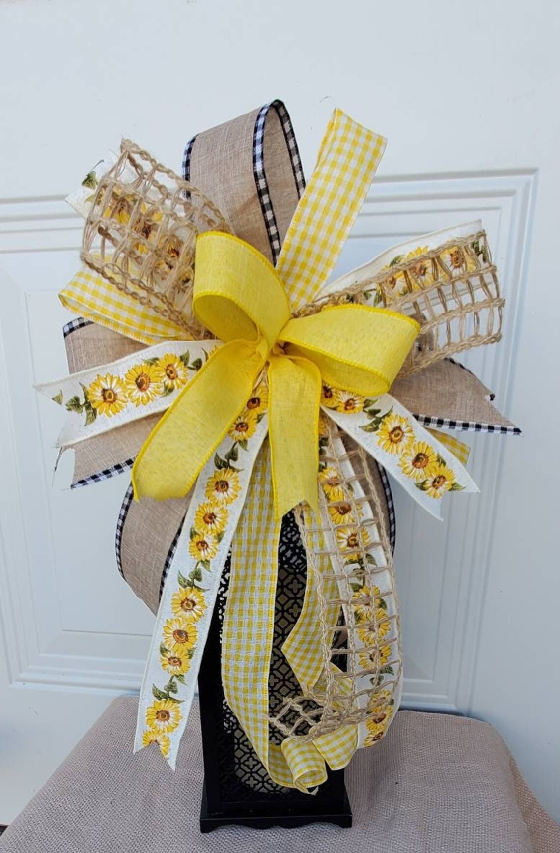 Summer Bow Rustic Sunflower Summer Farmhouse Wreath Bow - Etsy