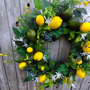 Lemon Wreath Lemon and Lime Refreshing Summer Wreath With Berries and ...
