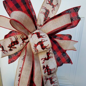 Buffalo Check Christmas Bow Rustic Farmhouse Bow for Wreath Lantern ...