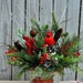 Winter Cardinal Table Top Arrangement in Galvanized Red Truck Bucket ...