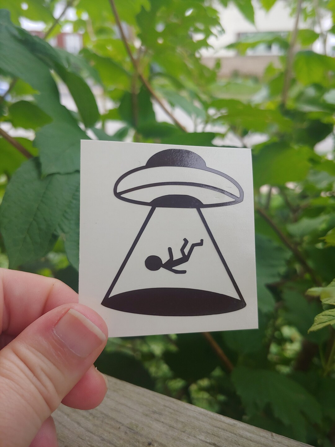 Tiny Alien Abduction UFO Vinyl Decal, Small Die Cut Sci-fi Discoverable ...