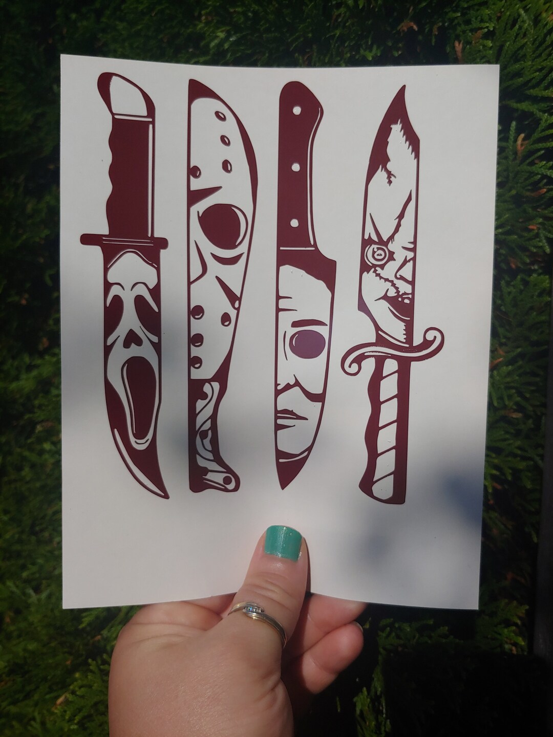 Horror Character Knives Vinyl Decal, Spooky Die Cut Custom Sticker ...