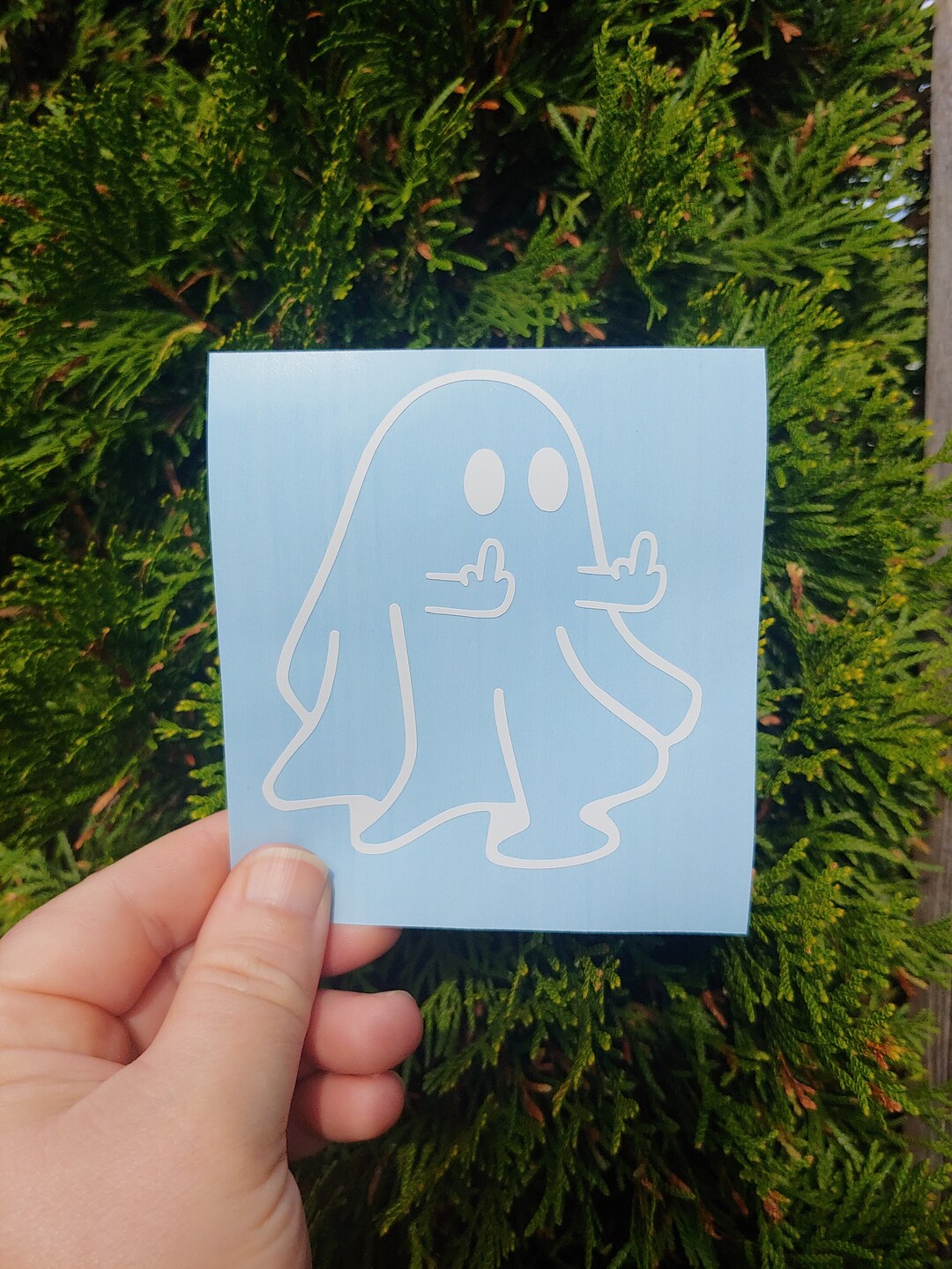 Middle Finger Ghost Vinyl Decal, Custom Boo Die Cut Bumper Sticker for ...