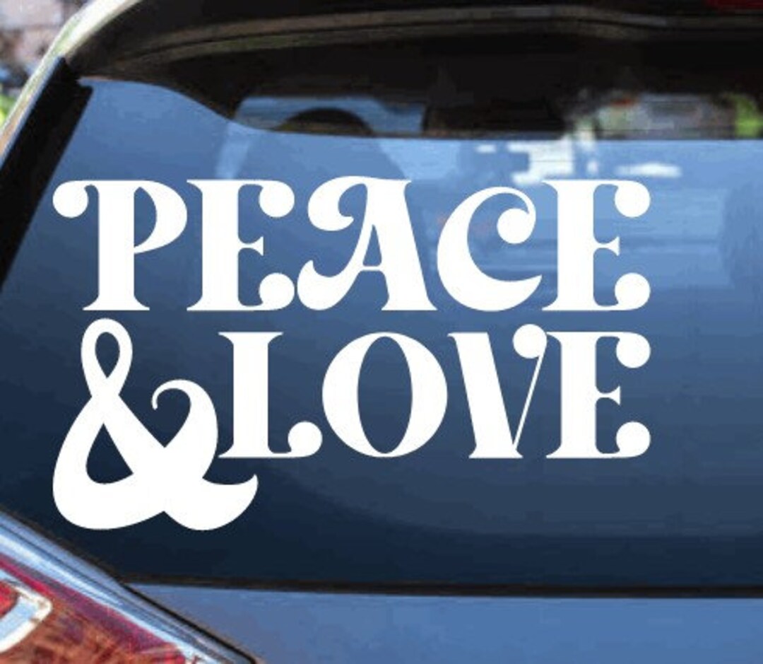 Peace and Love Vinyl Decal, Custom Sticker, Hippie Retro Style Bumper ...