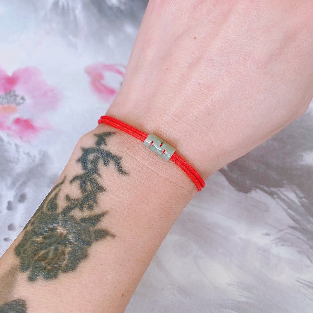 Green Jade Red String Bracelet: Waterproof Unisex Good Luck Charm - Etsy UK
